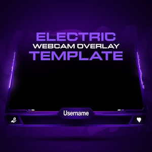 Electric Purple Webcam Overlay Template for Streamers: Editable Colors ...