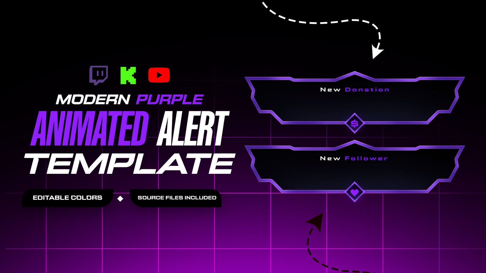 Animated Purple Stream Alerts: Modern Twitch Alerts Template - Etsy