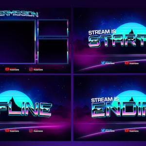 Retro Theme Twitch Stream Overlay Pack// Minimal Stream Overlay Pack ...