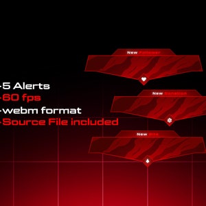 Animated Red Stream Alerts // Minimal Twitch Alerts Template // Red ...