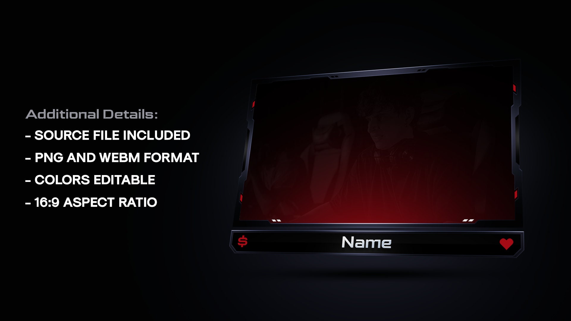 Animated Dark Red Webcam Overlay // Clean Webcam Overlay Template ...