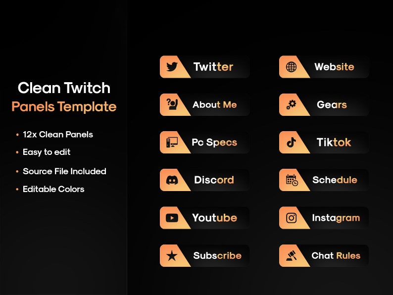 Clean Twitch Panels Pack // Yellow Twitch Panels // Panels - Etsy