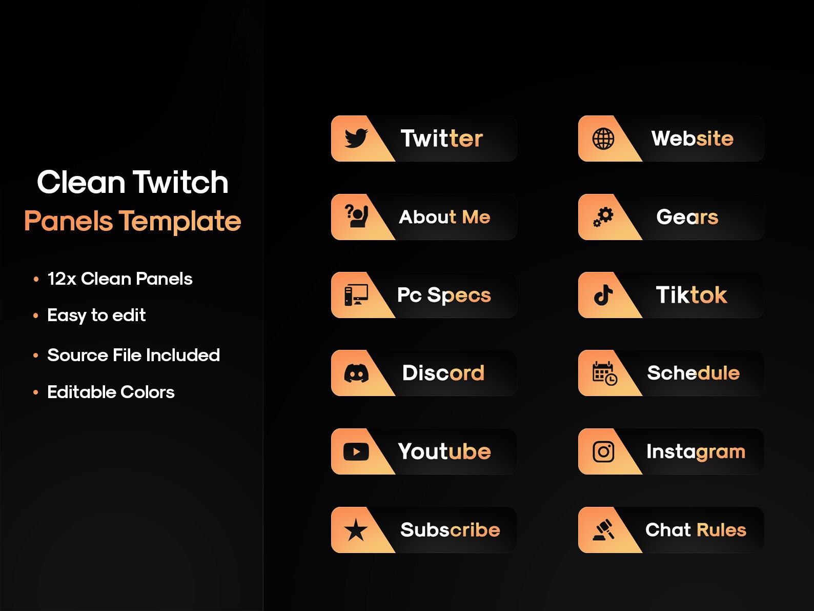 Clean Twitch Panels Pack // Yellow Twitch Panels // Panels - Etsy