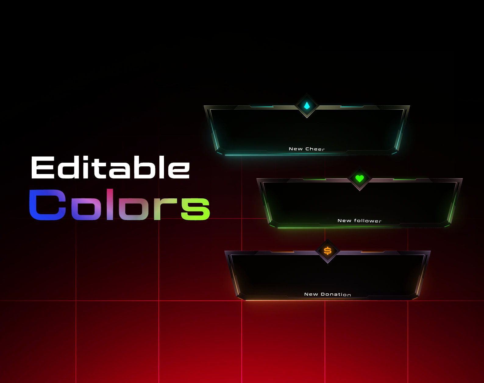 Animated Red Stream Alerts // Minimal Twitch Alerts Template // Red ...