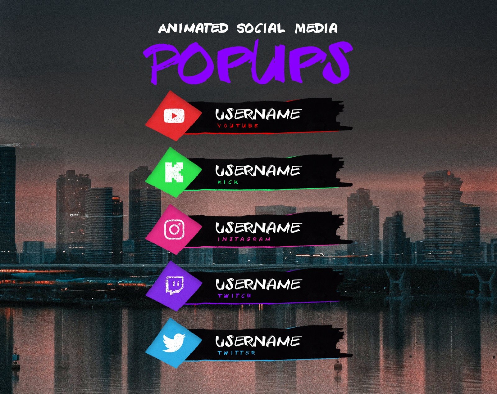 Custom Animated Social Media Lower Thirds: Stream Pop-ups - Etsy