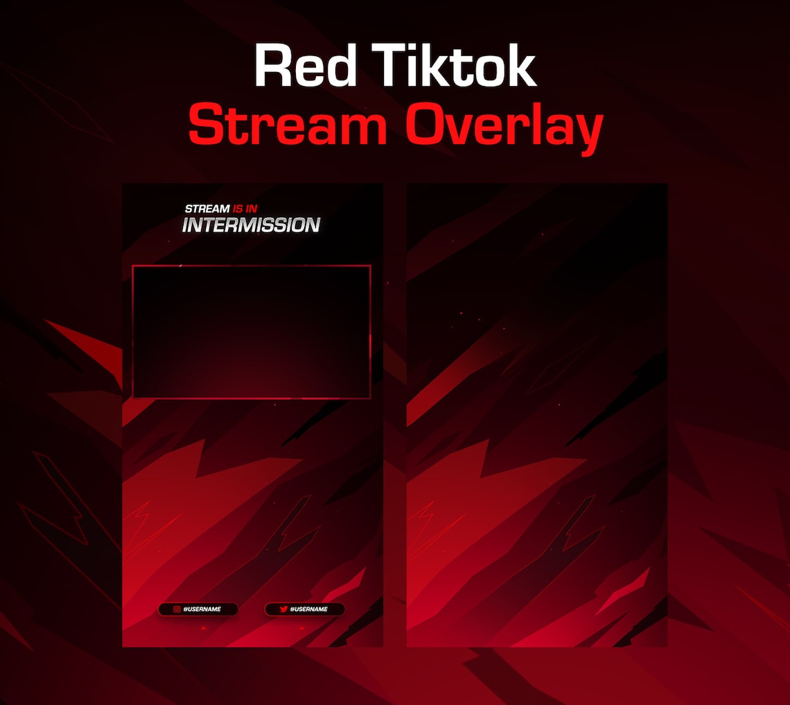 Minimal Tiktok Red Stream Overlay Pack, Tiktok Streaming Overlay Pack ...