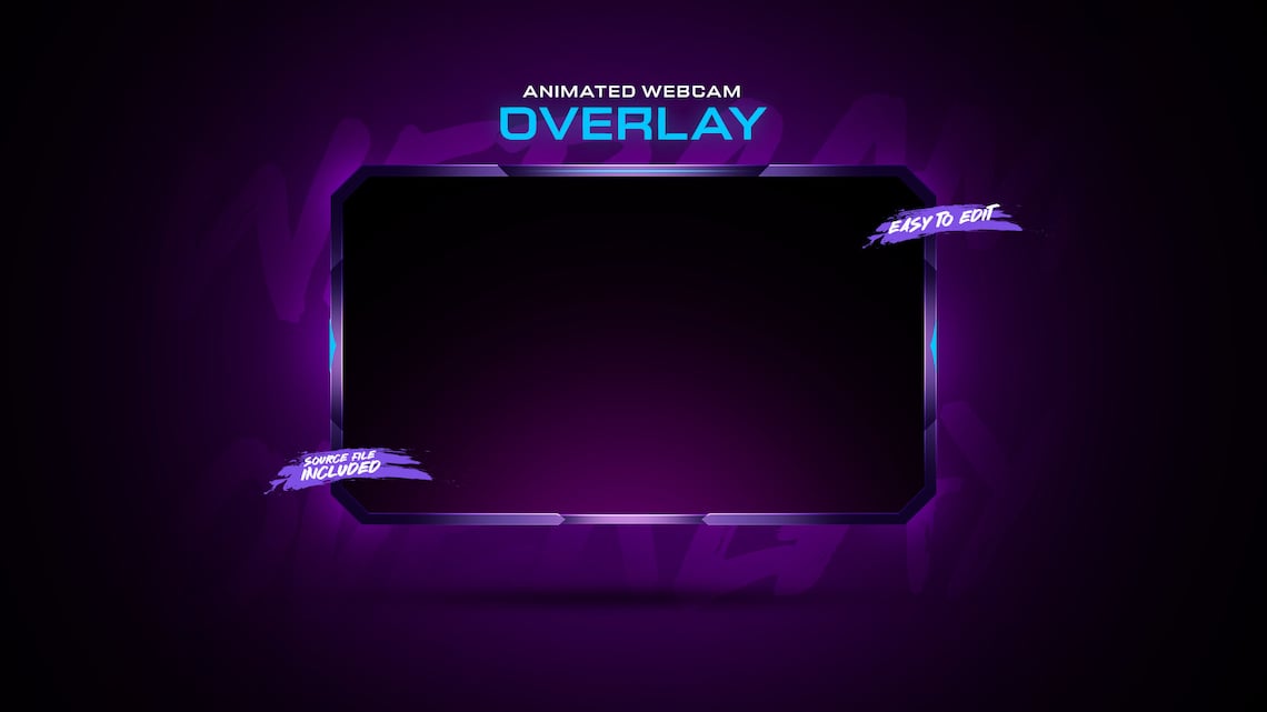 Animated Purple Facecam Overlay Template Clean Twitch Facecam Overlay ...