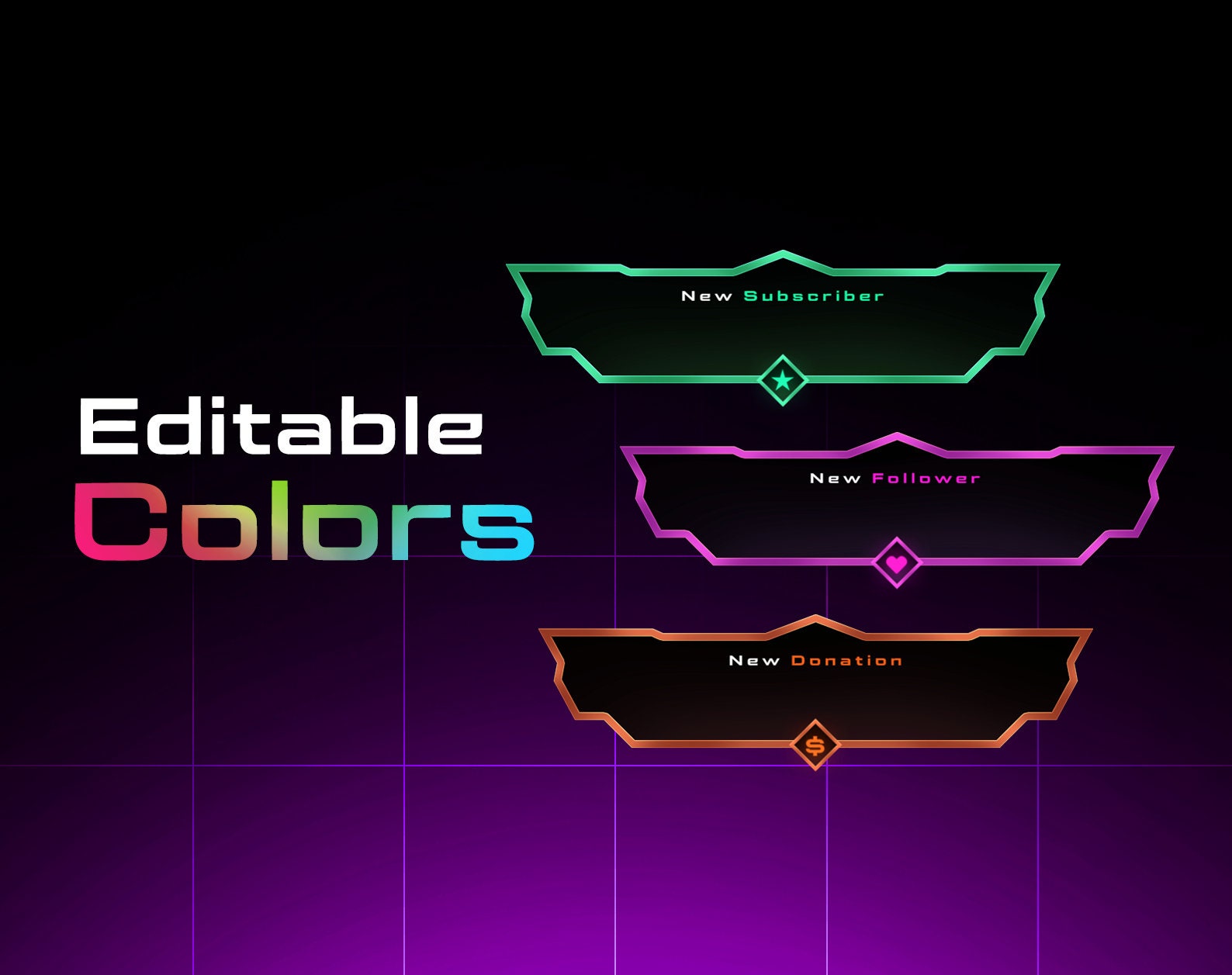 Animated Purple Stream Alerts // Modern Twitch Alerts Template ...