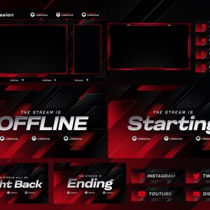 Red Minimalist Stream Overlay Pack: Twitch, Kick, Youtube - Etsy