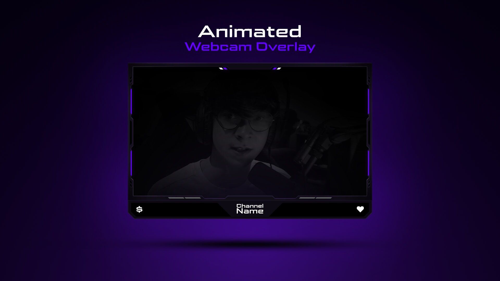 Animated Dark Purple Webcam Overlay // Clean Webcam Overlay Template ...