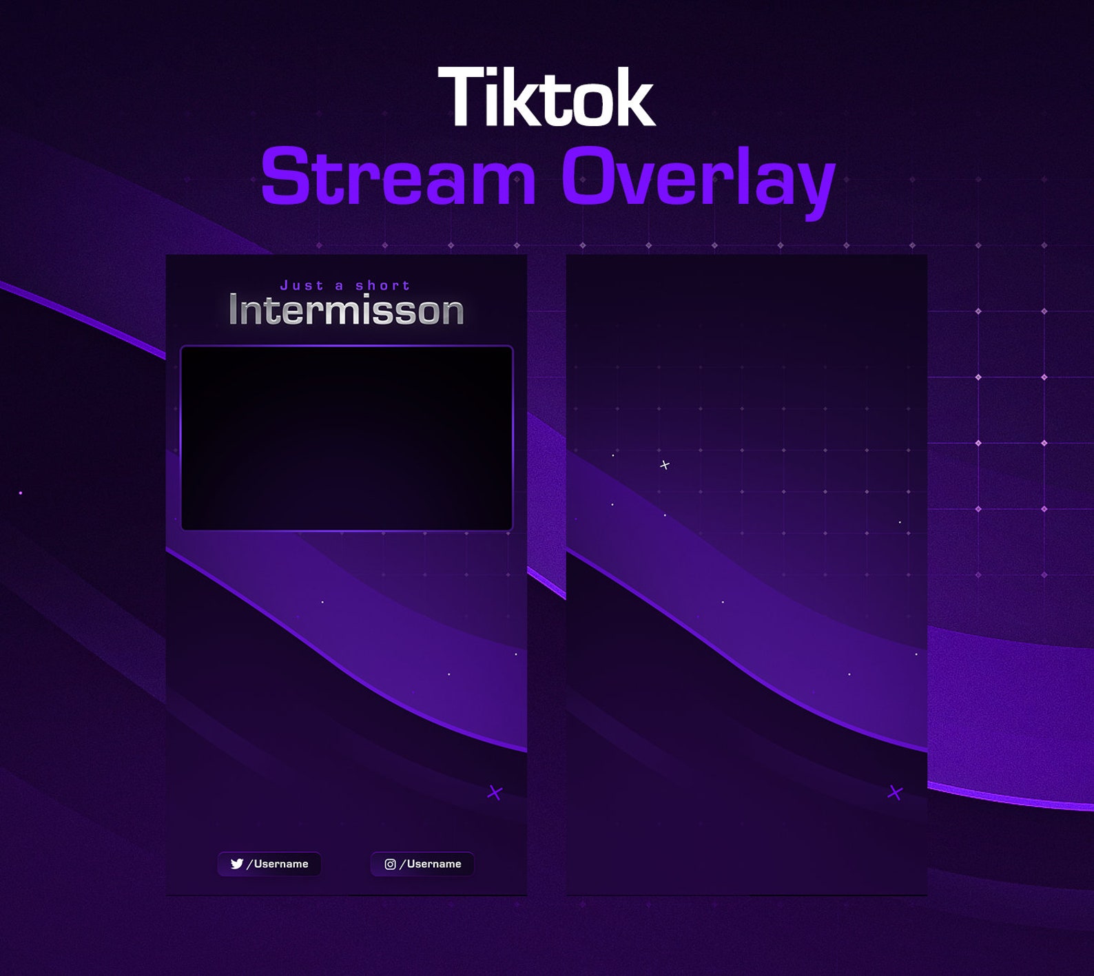 Tiktok Purple Stream Overlay Pack, Clean Stream Overlay Package, Tiktok ...
