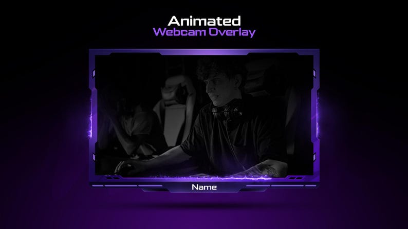 Animated Electric Purple Webcam Overlay Template - Etsy