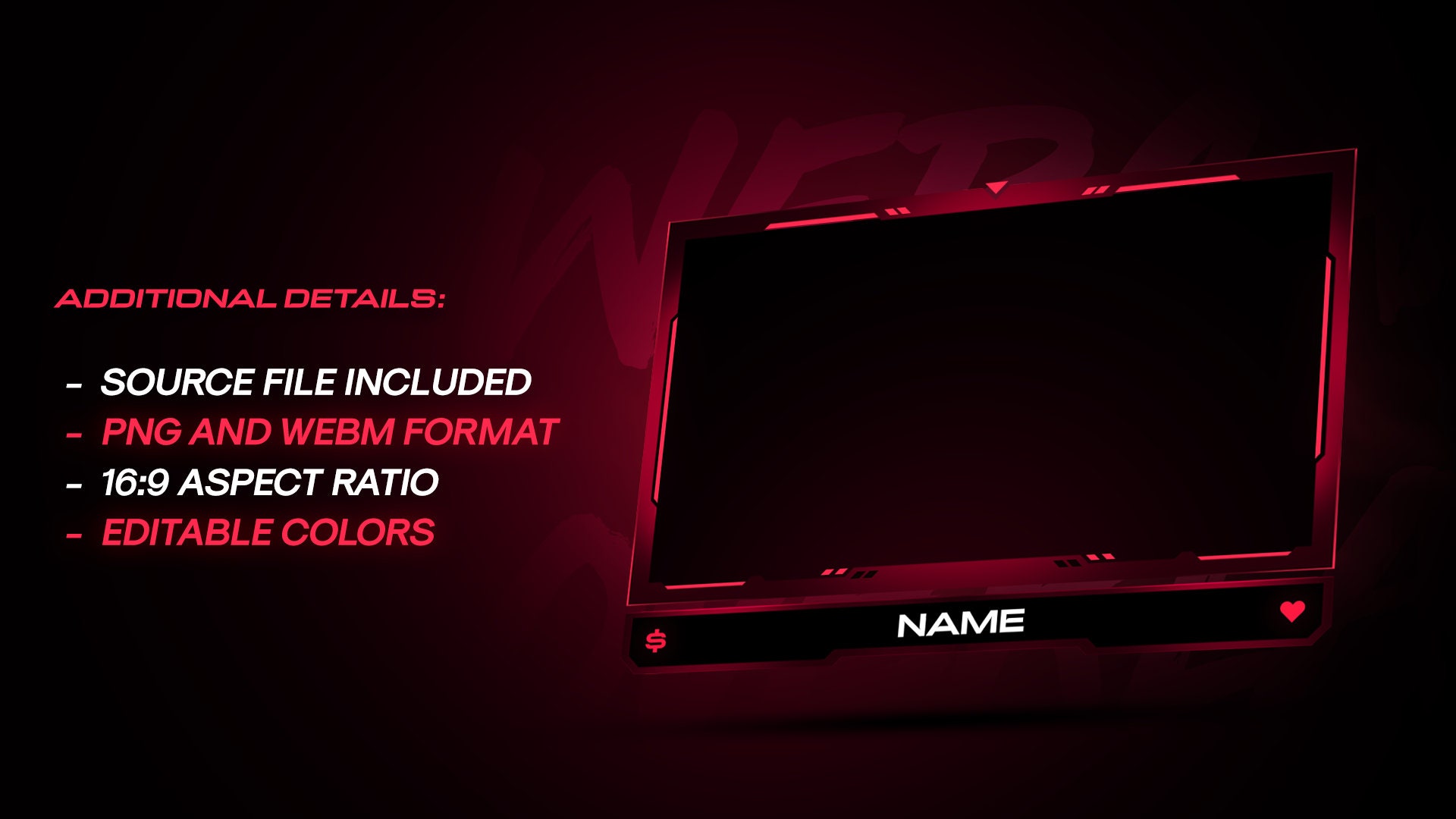 Animated Webcam Overlay Template // Red Facecam Overlay // Minimal ...