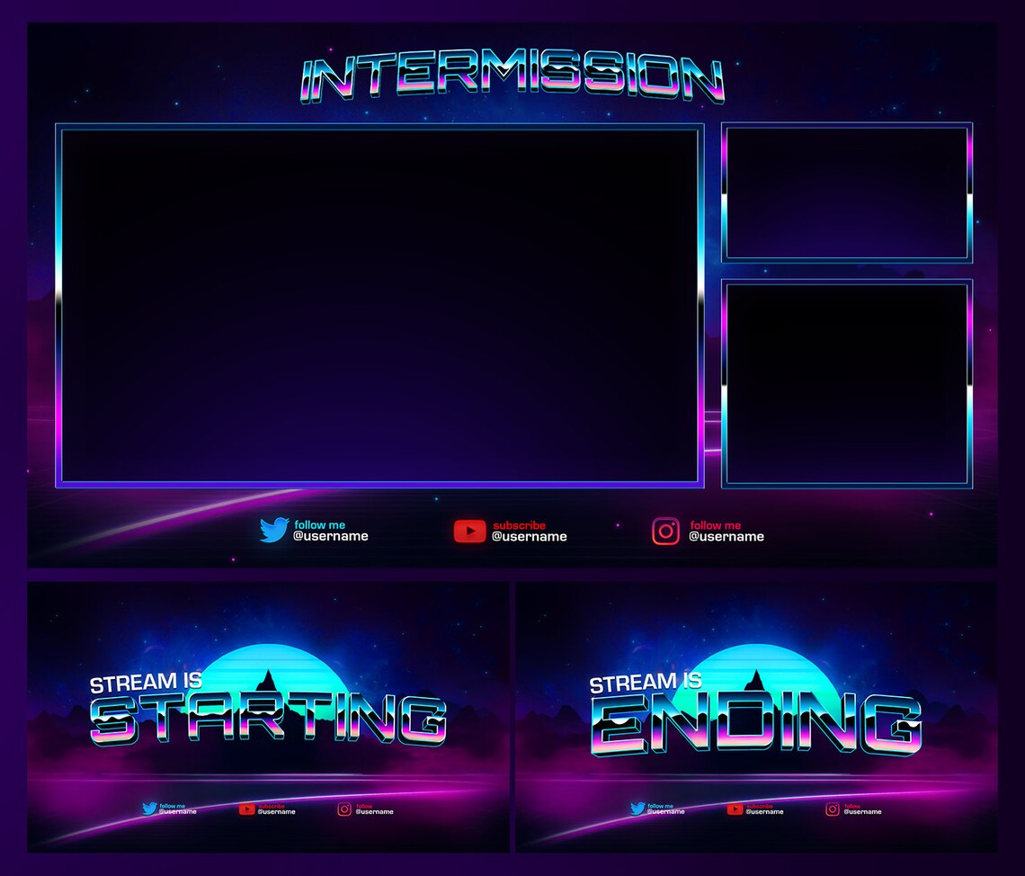 Retro Theme Twitch Stream Overlay Pack// Minimal Stream - Etsy