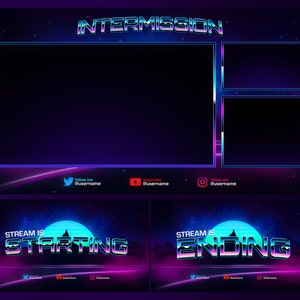 Retro Theme Twitch Stream Overlay Pack// Minimal Stream Overlay Pack ...