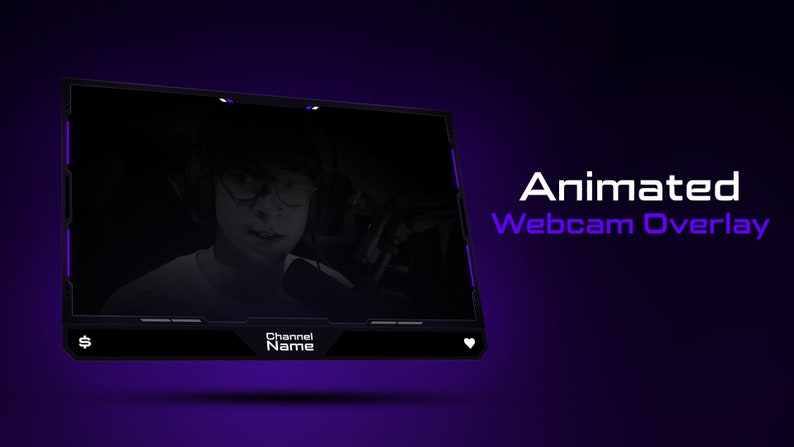 Animated Dark Purple Webcam Overlay // Clean Webcam Overlay Template ...