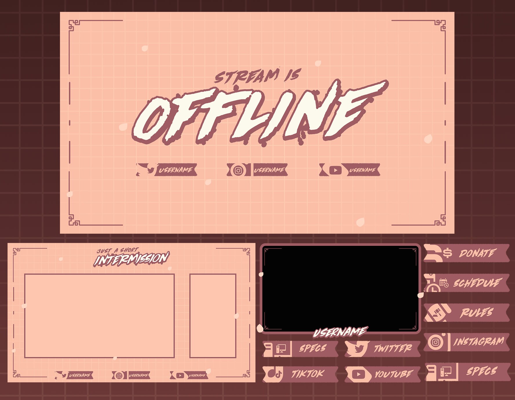 Zanou Stream Overlay Pack // Lo-fi Clean Twitch Pack // Aesthetic ...