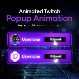 Animated Twitch Popup Animation for Youtube, Twitch, Kick Streamers // Social Media Lower Thirds ...