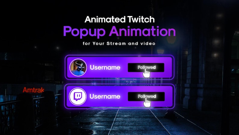 Animated Twitch Popup Animation for Youtube, Twitch, Kick Streamers ...