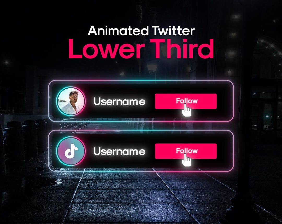 Animated Neon Tiktok Popup Animation for Youtube, Twitch, Kick Streamers // Social Media Lower ...