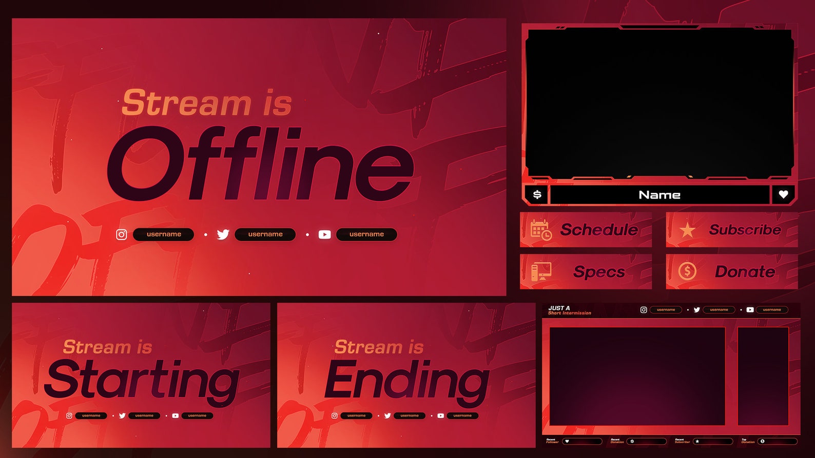 Clean and Minimal Stream Overlay Pack Orange Stream Overlay - Etsy
