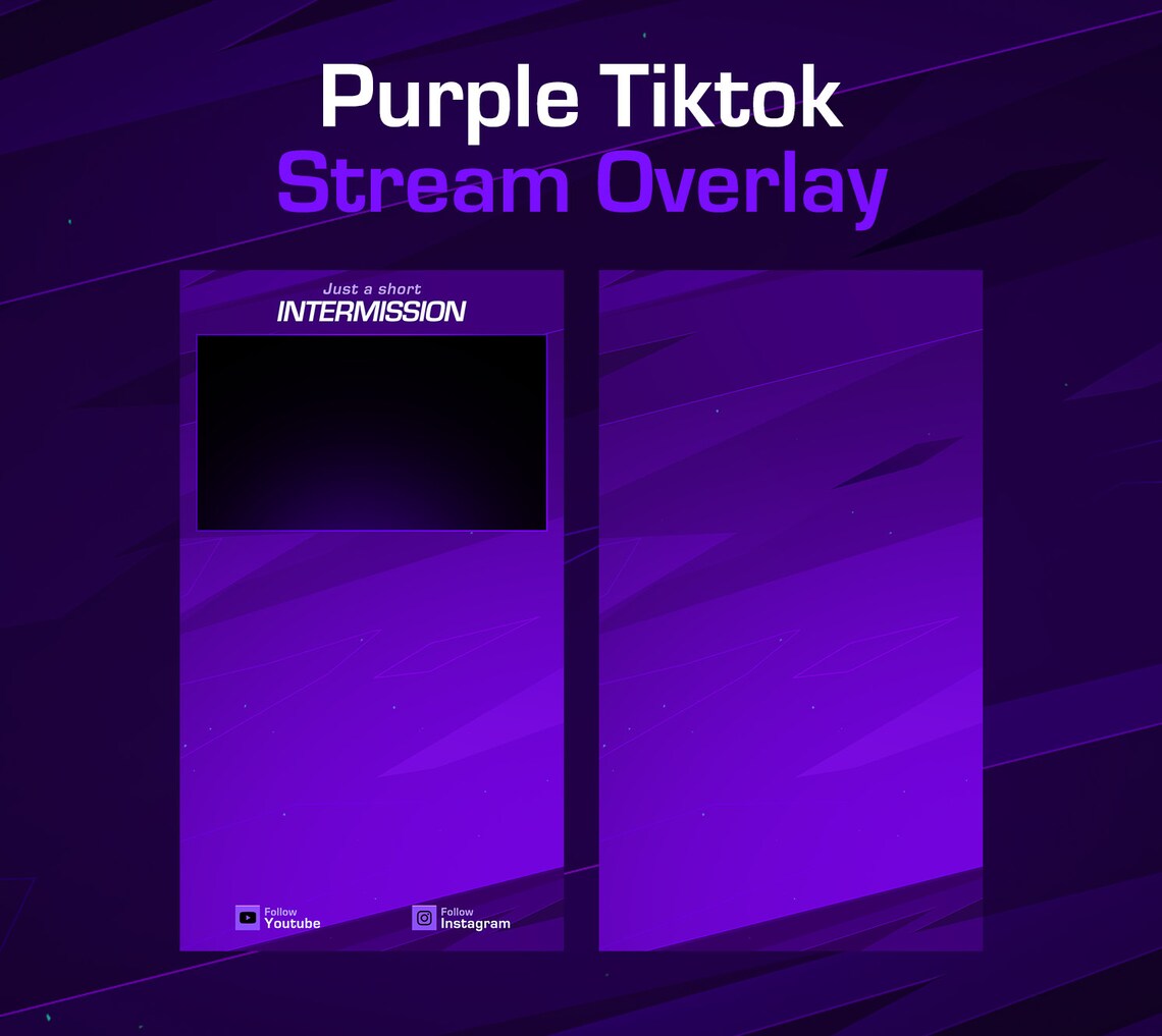 Clean Tiktok Purple Stream Overlay Pack, Tiktok Streaming Overlay Pack ...