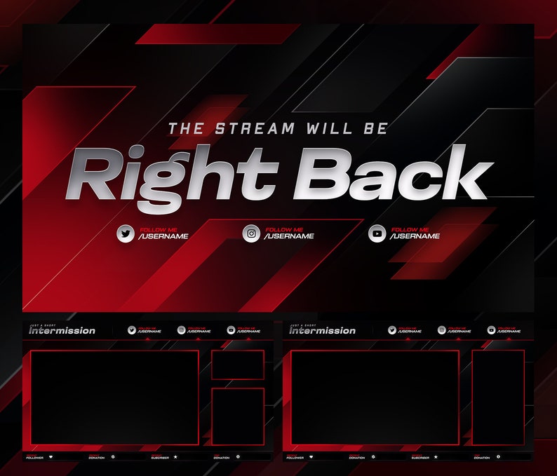 Red Minimalist Stream Overlay Pack: Twitch, Kick, Youtube - Etsy