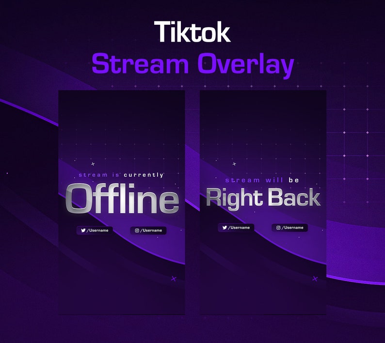 Tiktok Purple Stream Overlay Pack, Clean Stream Overlay Package, Tiktok ...