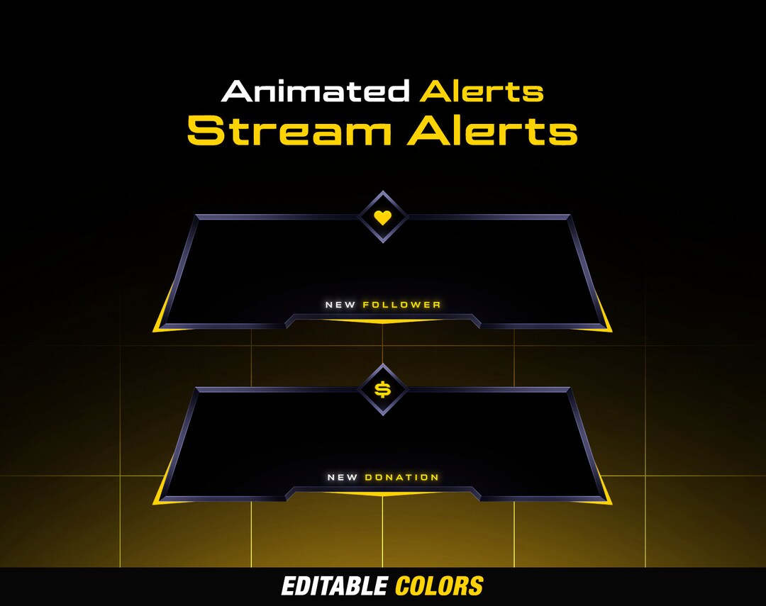 Animated Yellow Stream Alerts: Twitch, Youtube, Facebook Streams - Etsy