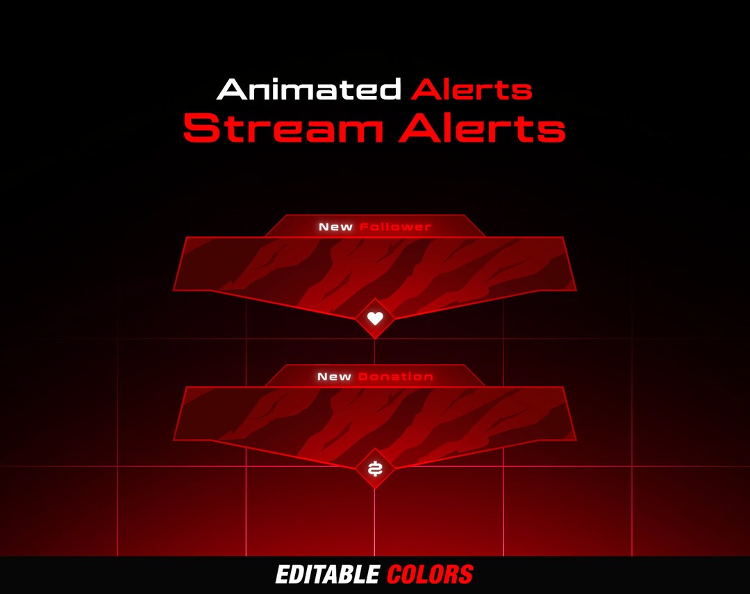 Animated Red Stream Alerts // Minimal Twitch Alerts Template // Red ...