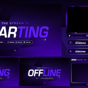 Purple Stream Overlay Pack: Minimalist Twitch Template - Etsy