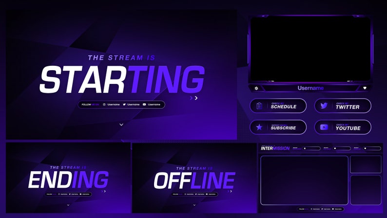Purple Stream Overlay Pack: Minimalist Twitch Template - Etsy