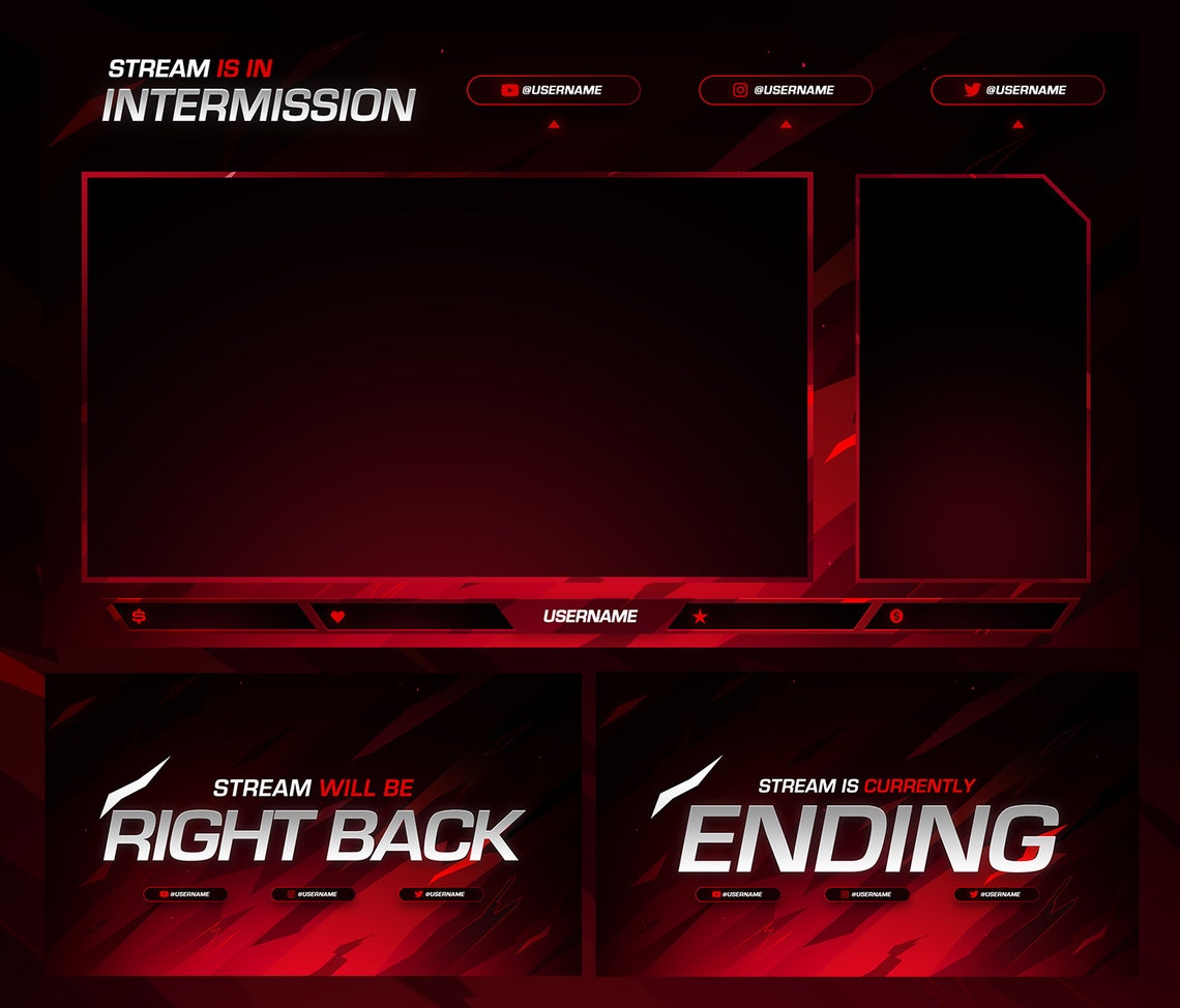 Minimal Red Stream Overlay Pack for Twitch, Kick & Youtube Streamers ...
