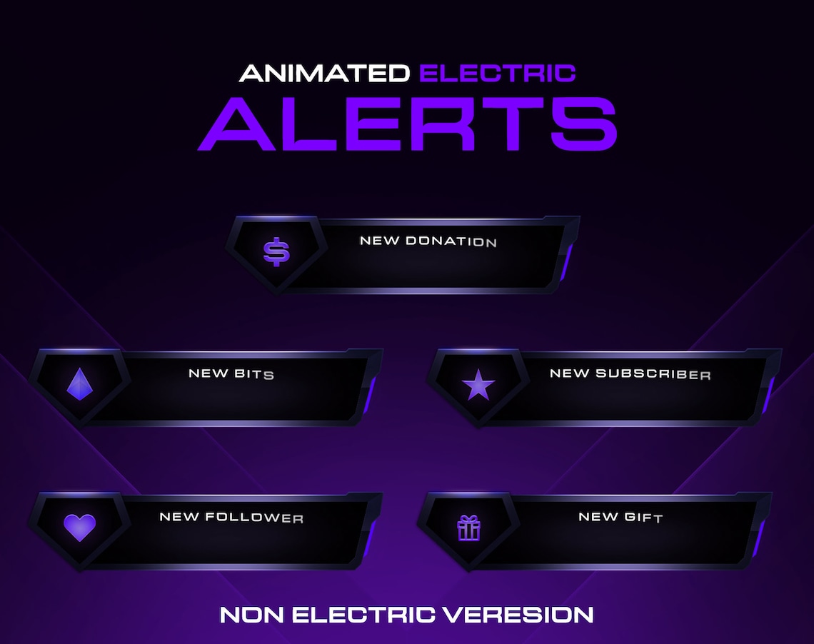 Animated Electric Stream Alerts // Animated Twitch Alerts // Purple ...