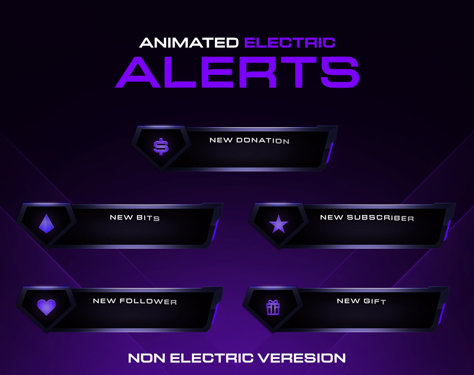 Animated Electric Stream Alerts // Animated Twitch Alerts // Purple ...