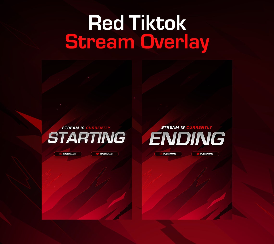 Minimal Tiktok Red Stream Overlay Pack, Tiktok Streaming Overlay Pack, Tiktok Overlay Template ...