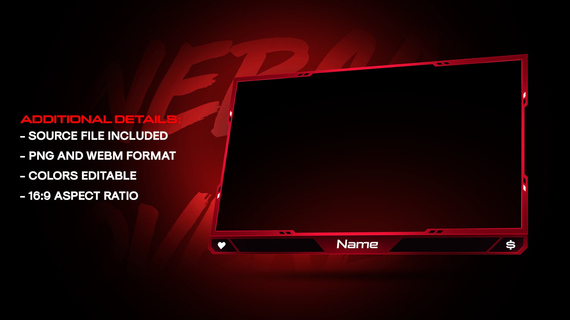 Clean Animated Red Webcam Overlay Template Premade Animated Webcam ...