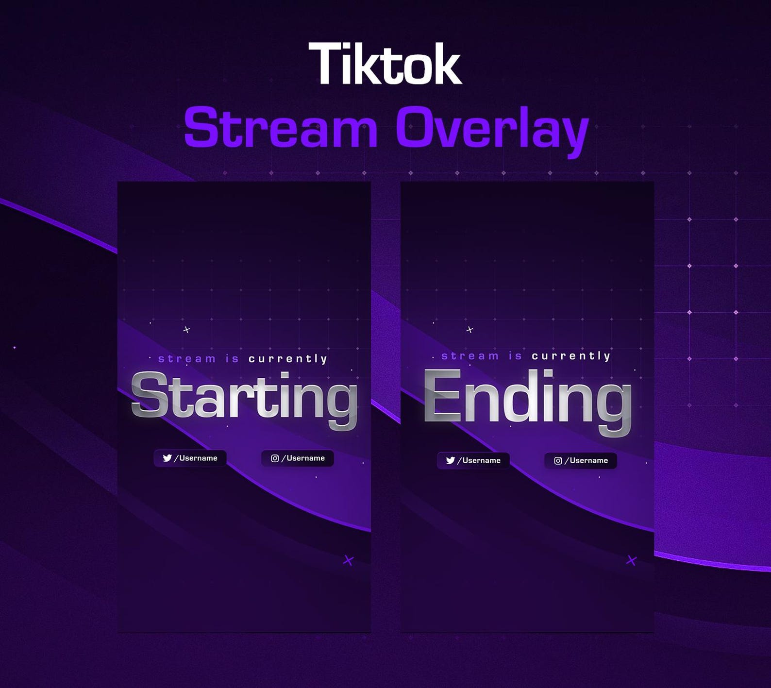 Animated Tiktok Purple Stream Overlay Pack, Clean Stream Overlay ...