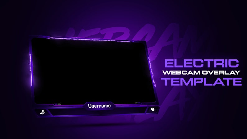 Electric Purple Webcam Overlay Template for Streamers: Editable Colors ...