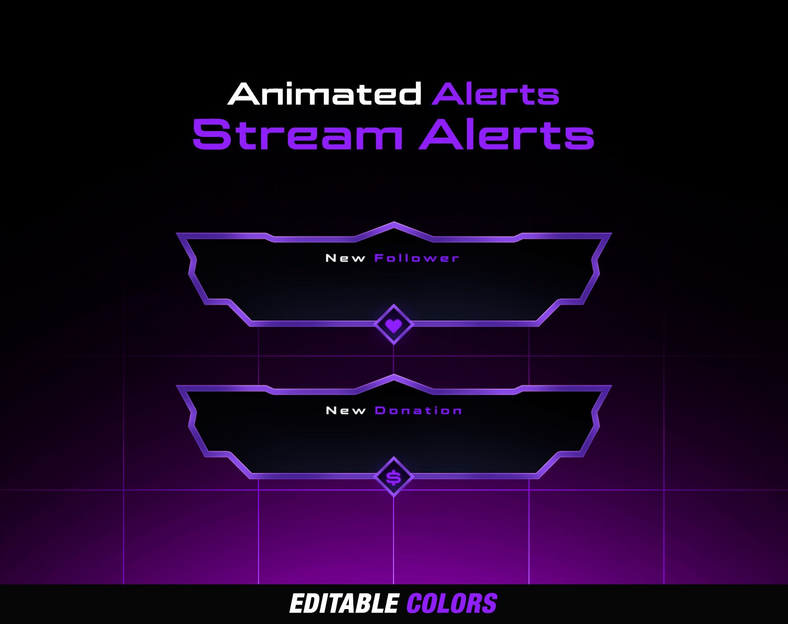 Animated Purple Stream Alerts: Modern Twitch Alerts Template - Etsy