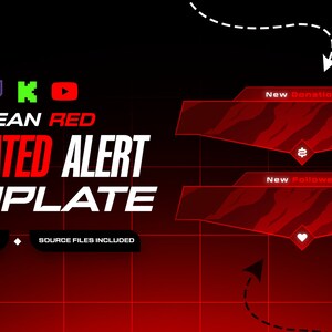 Animated Red Stream Alerts // Minimal Twitch Alerts Template // Red ...