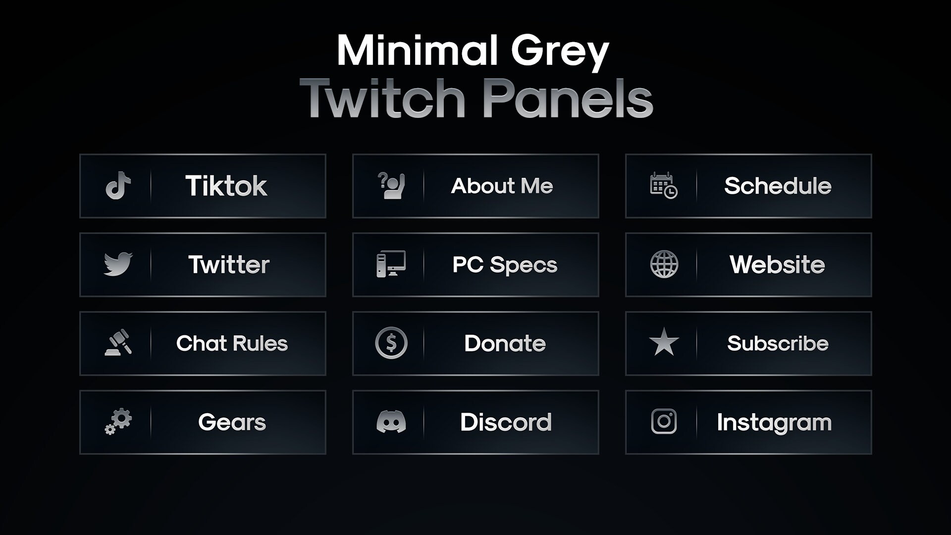 Grey Twitch Panels Pack // Minimal Twitch Panels Template // Kick ...