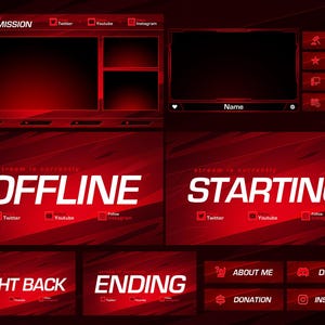 Red Stream Overlay Package: Clean Twitch Theme (PSD+PNG) - Etsy