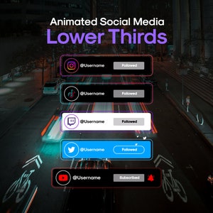 Animated Social Media Pop Ups for Youtube, Twitch, Kick || Social Media Lower Thirds || Social ...