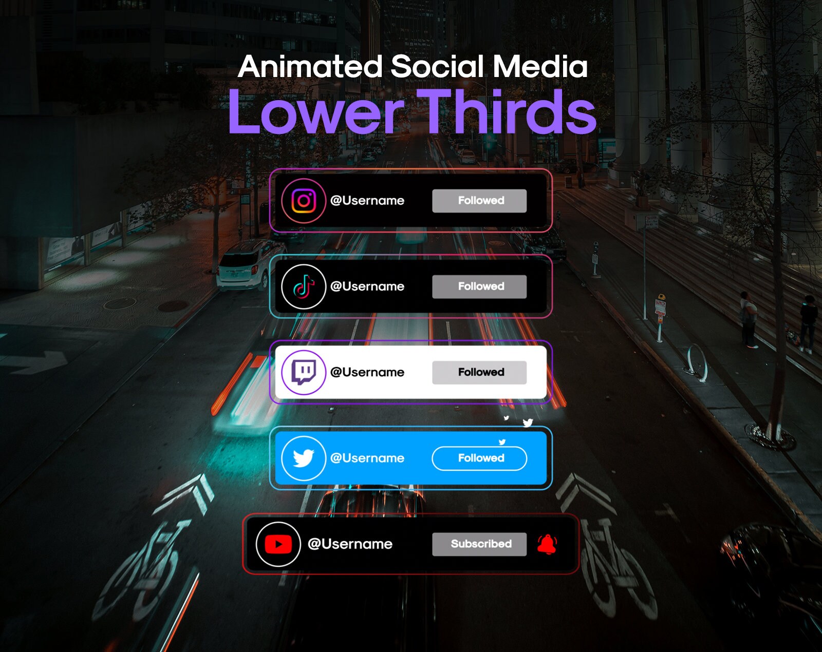 Animated Social Media Pop Ups for Youtube, Twitch, Kick || Social Media Lower Thirds || Social ...