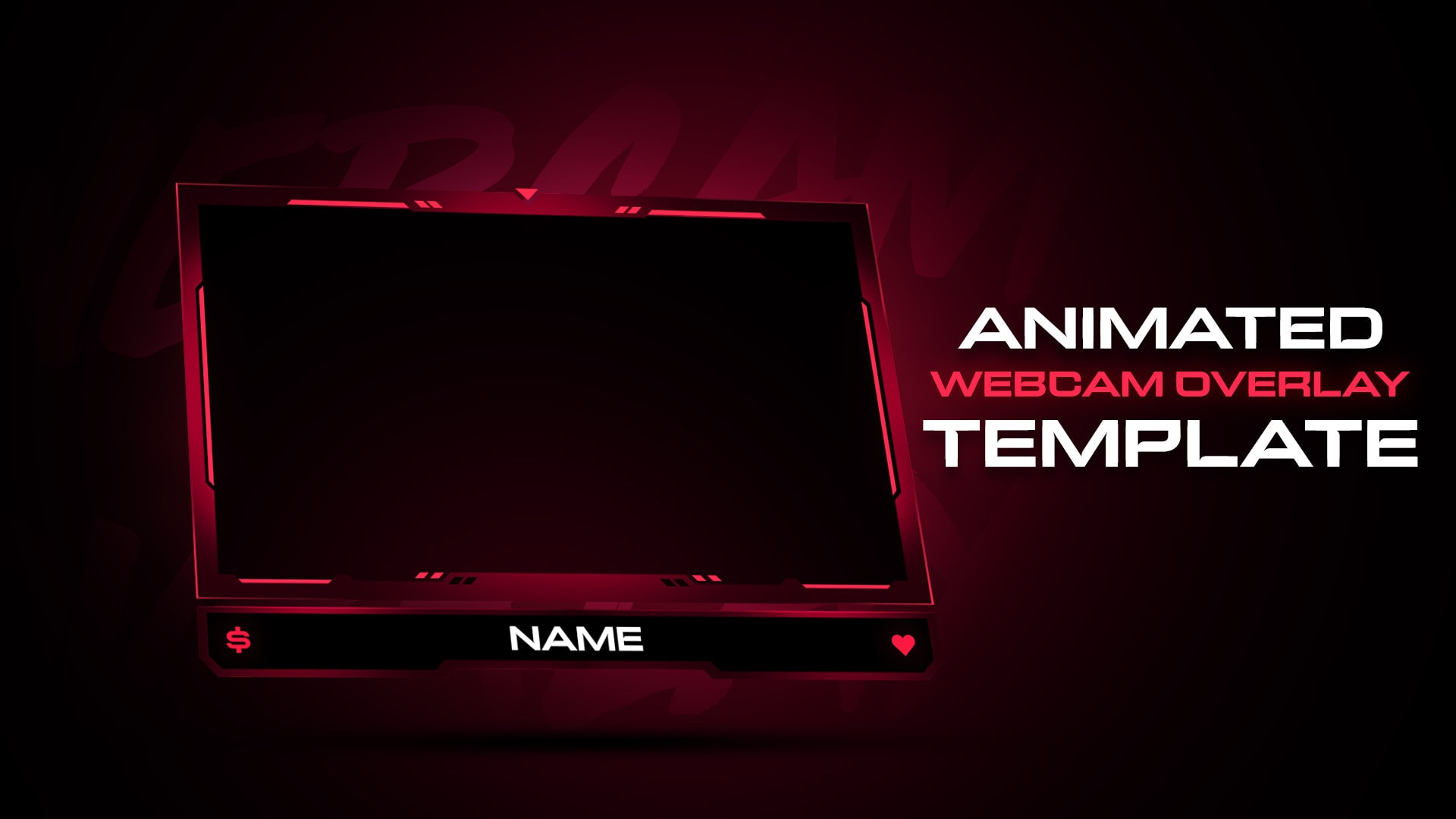 Animated Webcam Overlay Template // Red Facecam Overlay // Minimal ...