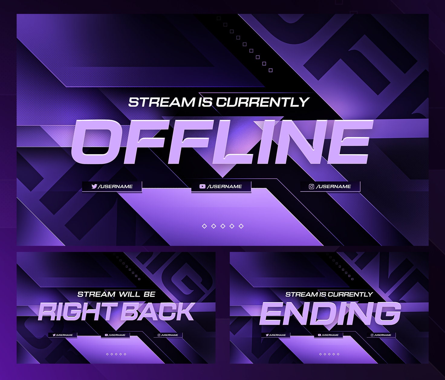 Visionary Stream Overlay Pack Minimal Full Stream Overlays Pack Screens ...