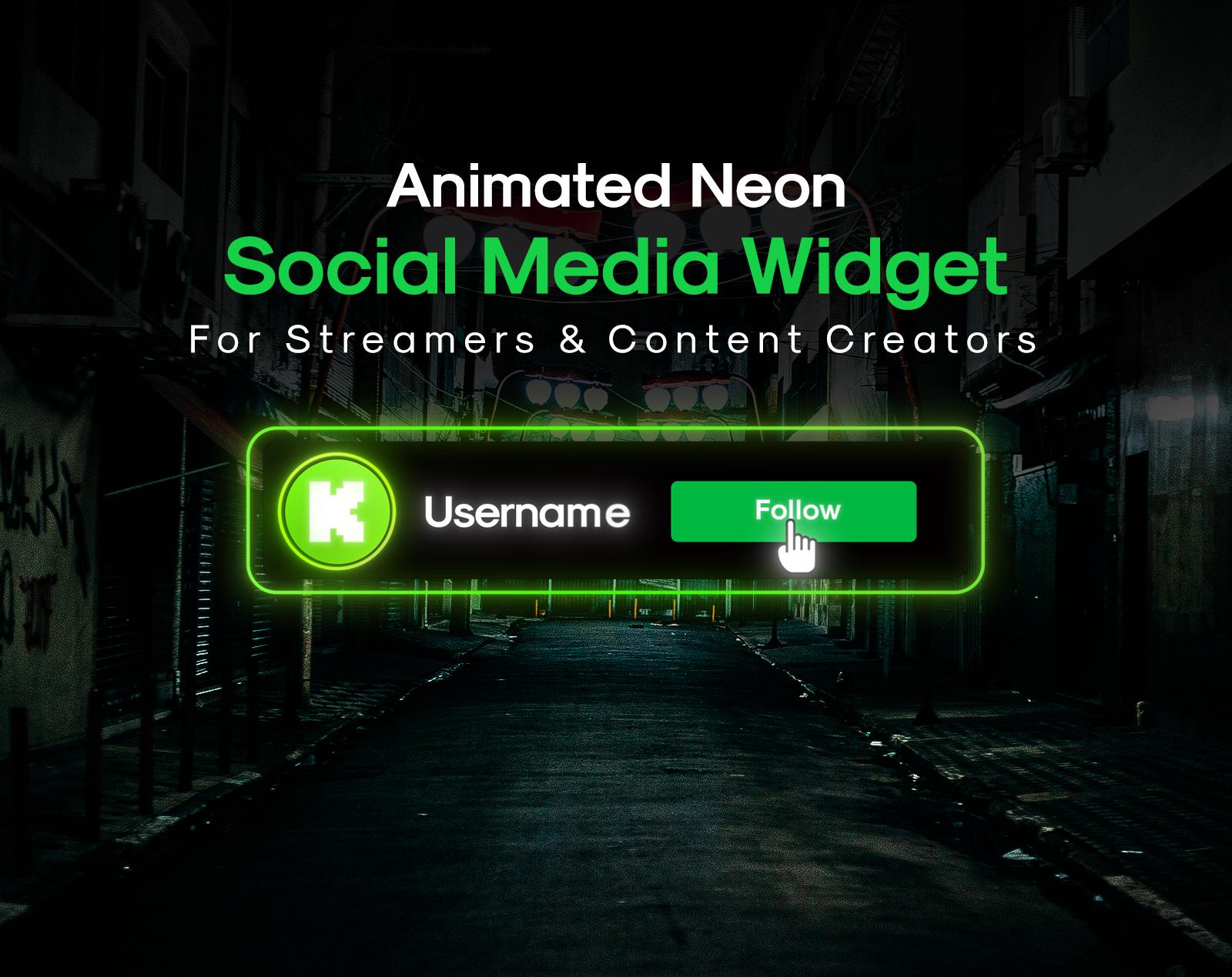 Animated Neon Social Media Popup for Youtube, Twitch, Kick Streamers ...