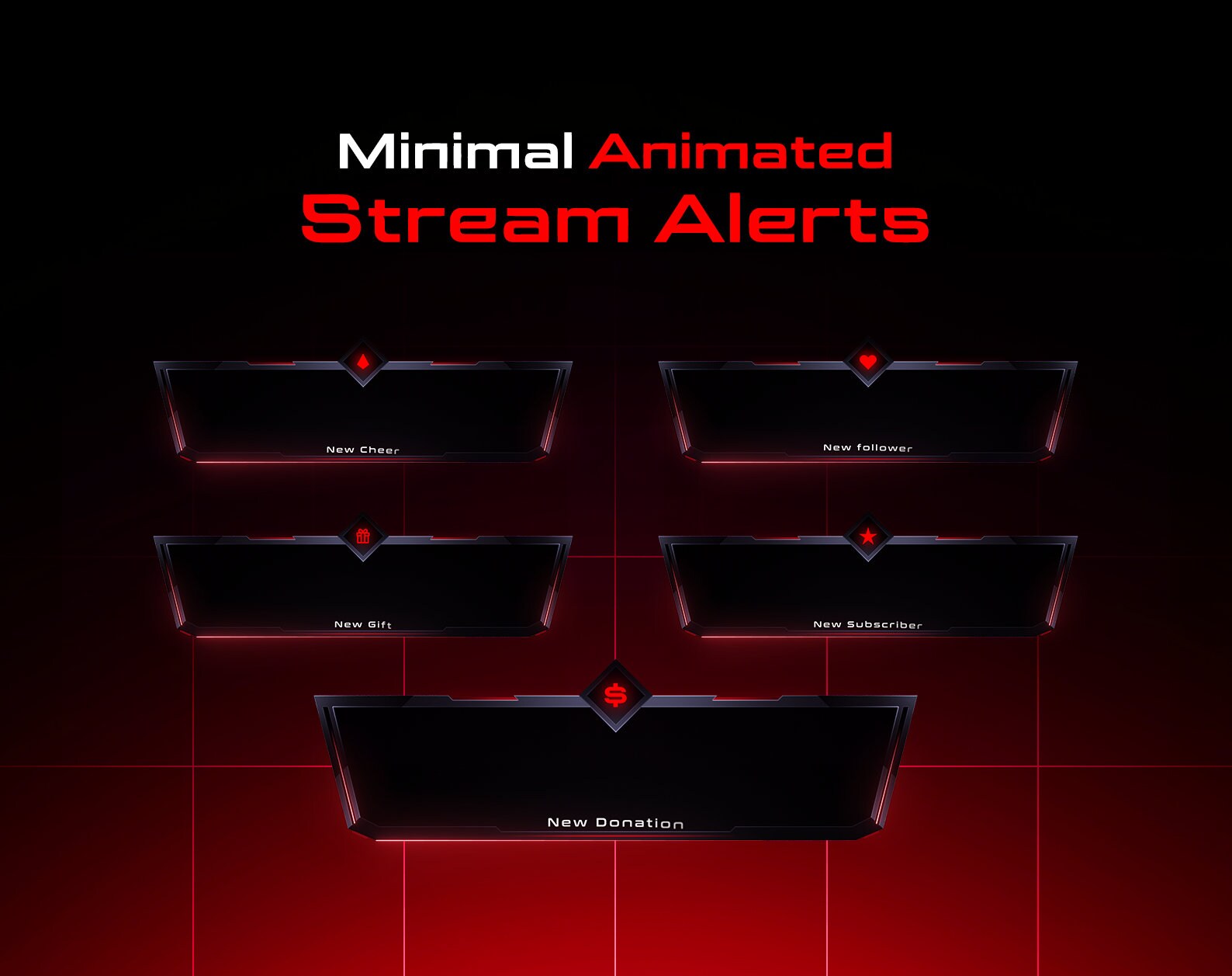 Animated Red Stream Alerts // Minimal Twitch Alerts Template // Red ...