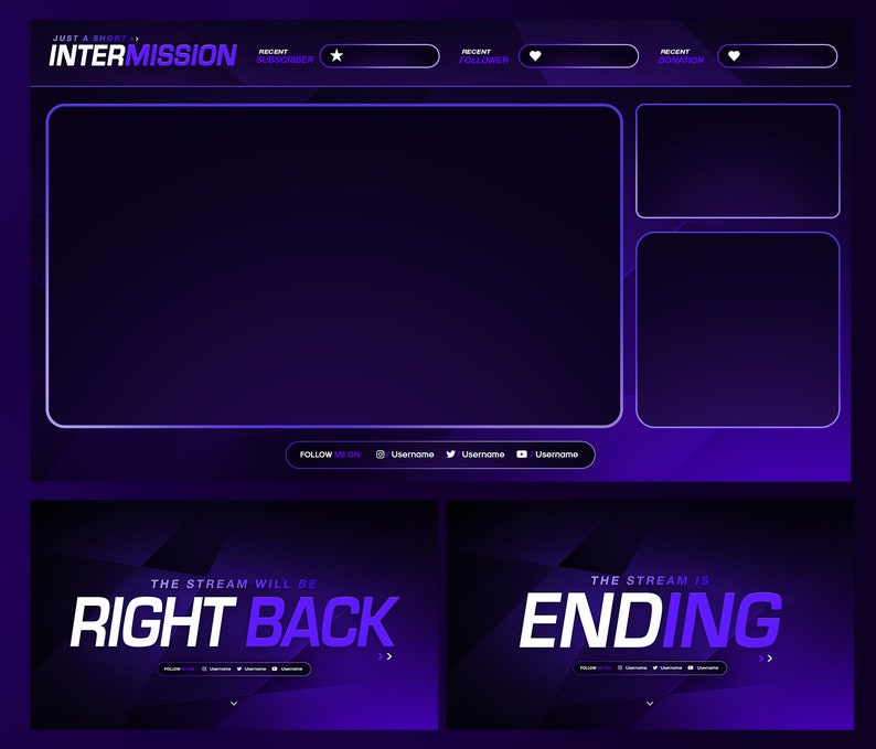 Purple Stream Overlay Pack: Minimalist Twitch Template - Etsy